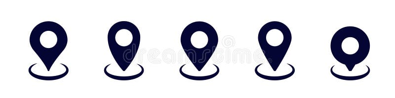 Five Location Icons Aligned in a Horizontal Row Symbolizing Gps ...