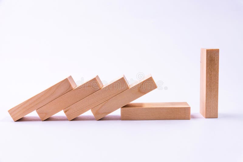 Five Lying Wooden Blocks Look at the Side that Stands. Copy Space Stock ...