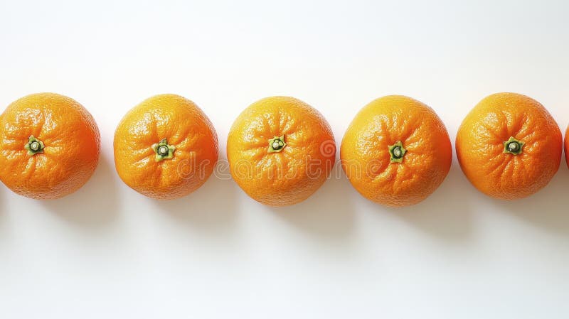 Five Mandarin Oranges in a Row on White Background Stock Illustration ...
