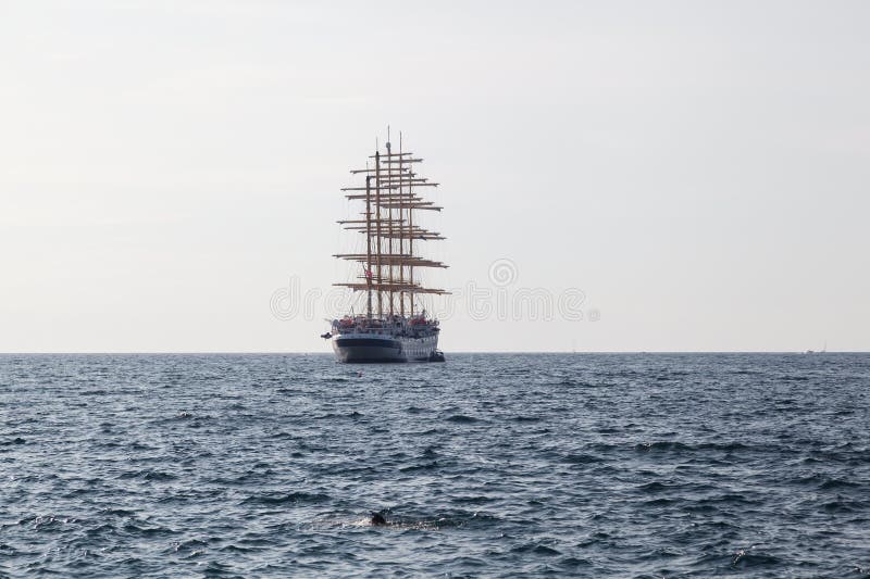 Five Masted Barque on the Sea Stock Photo - Image of transport, bark ...