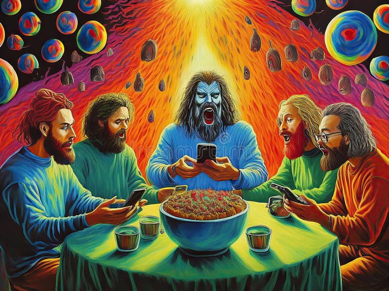 Psychedelic Table Scene stock illustration. Illustration of ...