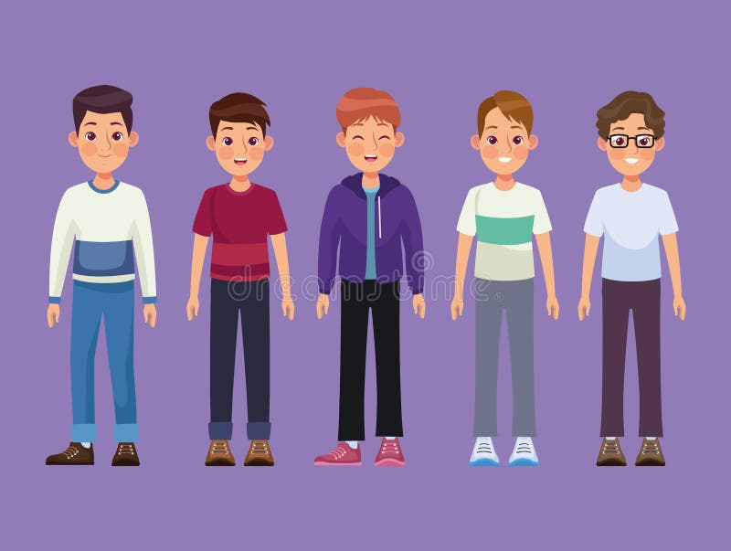 Five men group stock vector. Illustration of together - 224820442