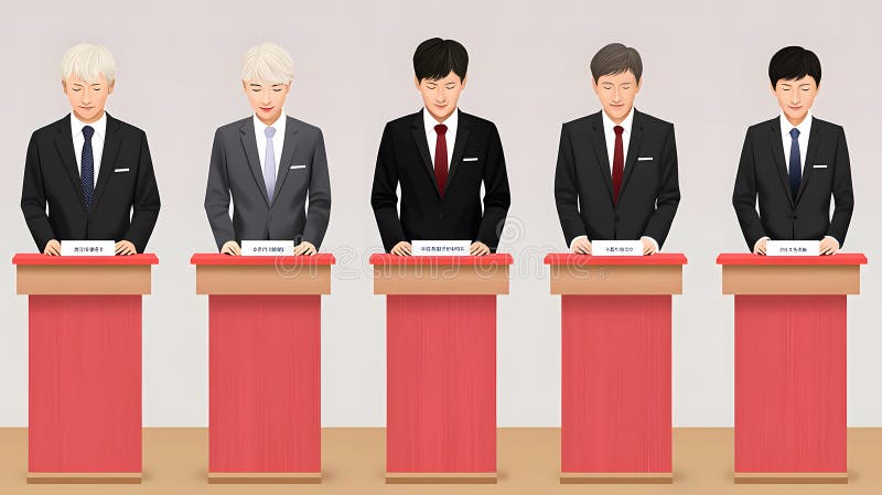 Five Men in Suits at a Formal Event Stock Illustration - Illustration ...