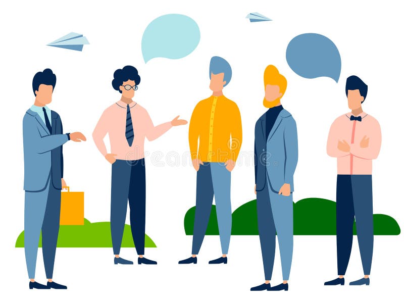 Five People, a Group of Friends Posing for a Photo. in Minimalist Style ...