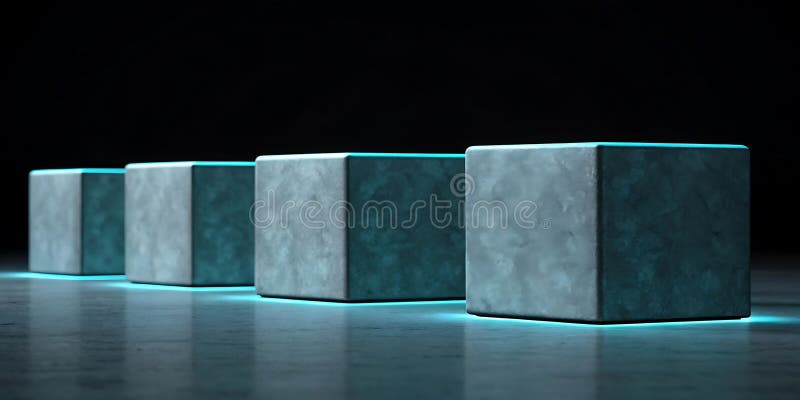 Glowing Cubes in a Futuristic Setting. Stock Illustration ...