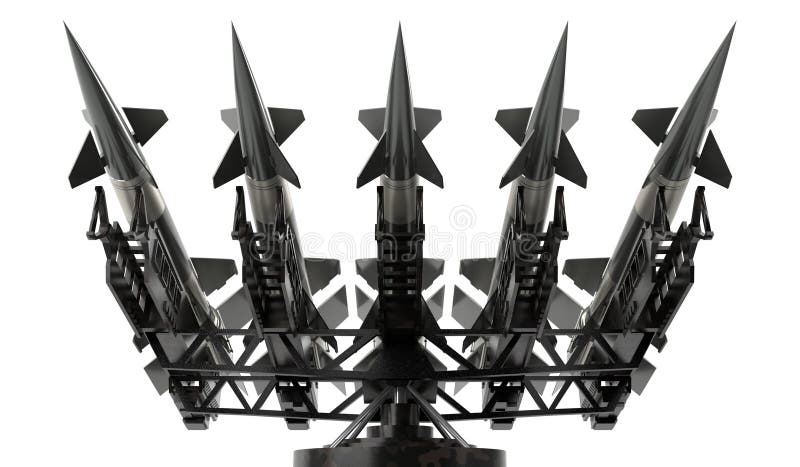 Five Missiles on a Launcher Stock Illustration - Illustration of render ...