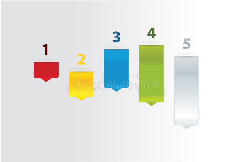 Five Modern Vector Arrows. Five Steps, Five Different Colors Stock ...