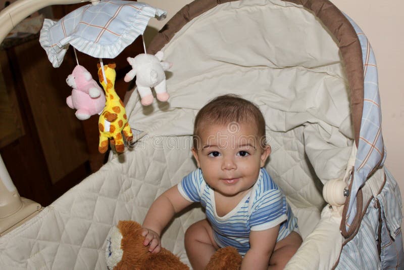 Five Months Old Baby Boy in the Cot Stock Photo - Image of baby ...