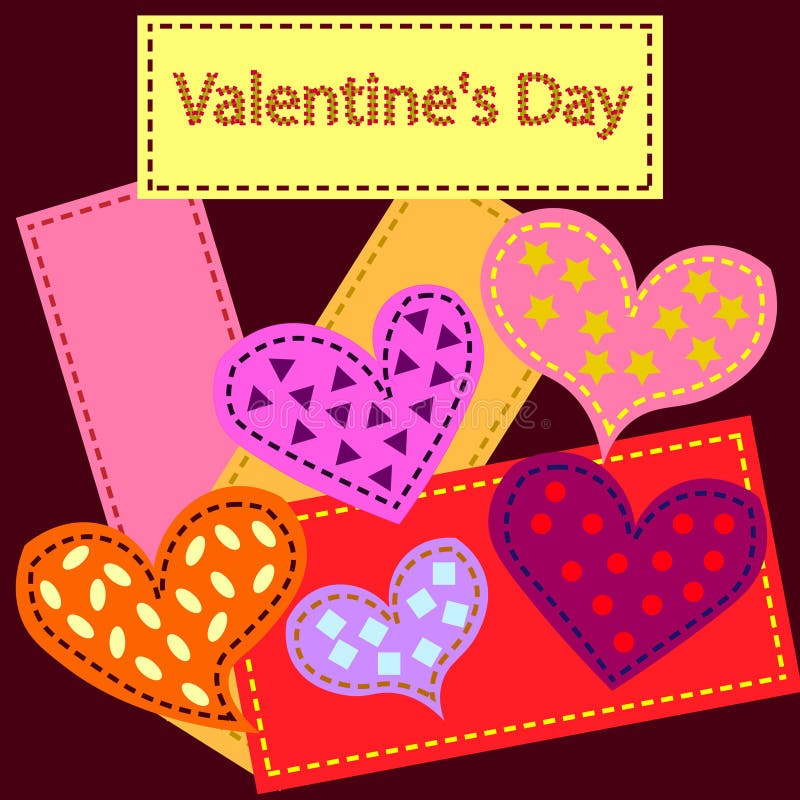 Five multi-colored hearts stock vector. Illustration of graphic - 302116972