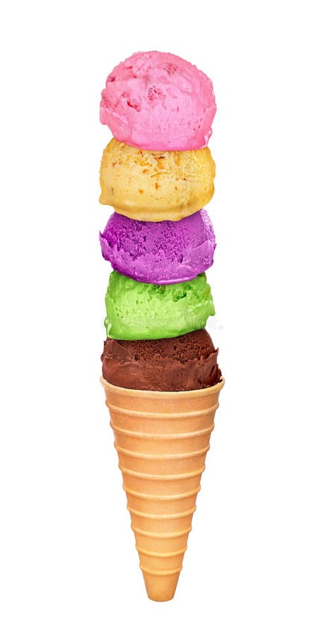 Five Multi-colored Ice Cream In Waffle Stock Image - Image of color ...
