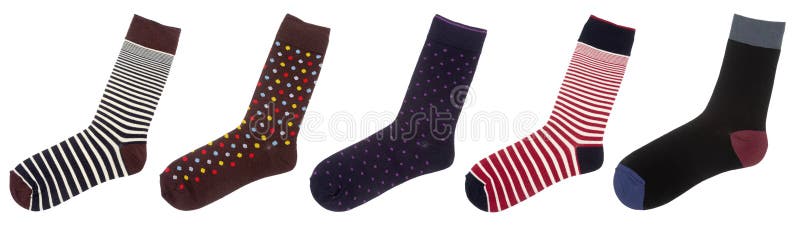 Five Multi-colored Socks Isolated on White Stock Image - Image of gift ...