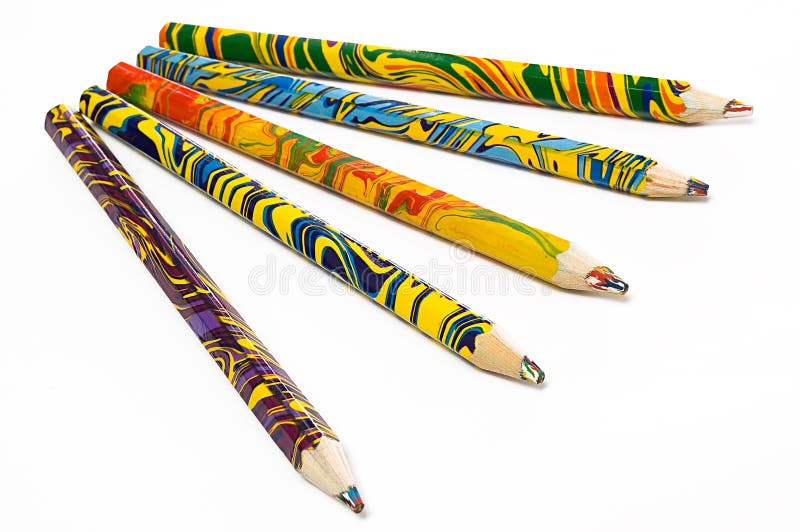 Five Multi-coloured Pencils Stock Photo - Image of orange, colored: 6970104