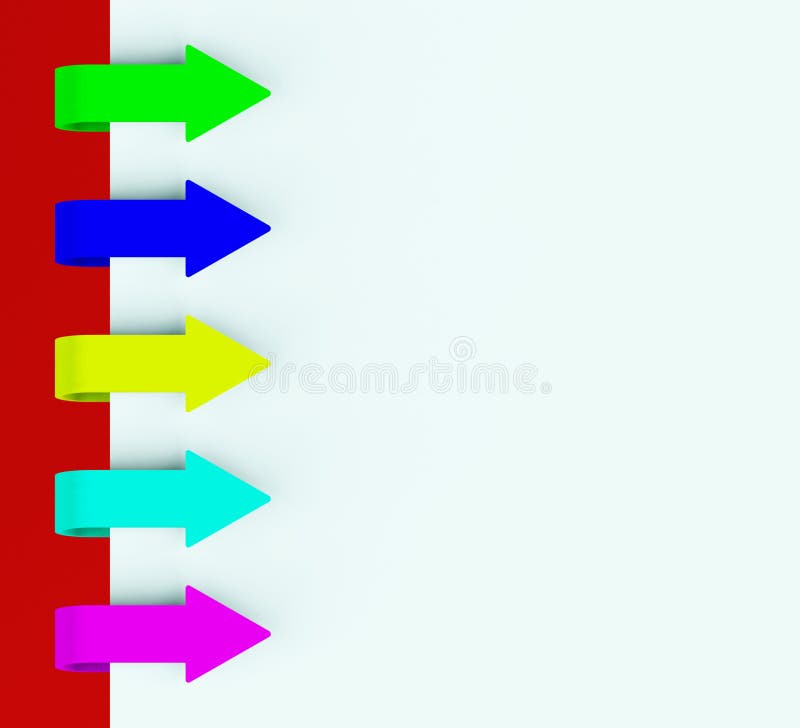 Five Multicolored Arrow Tabs Over Paper for Menu List 3d Rendering ...