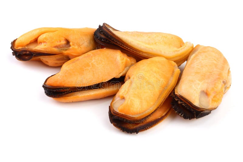 Five Mussel without Shell Isolated on White Background Stock Image ...