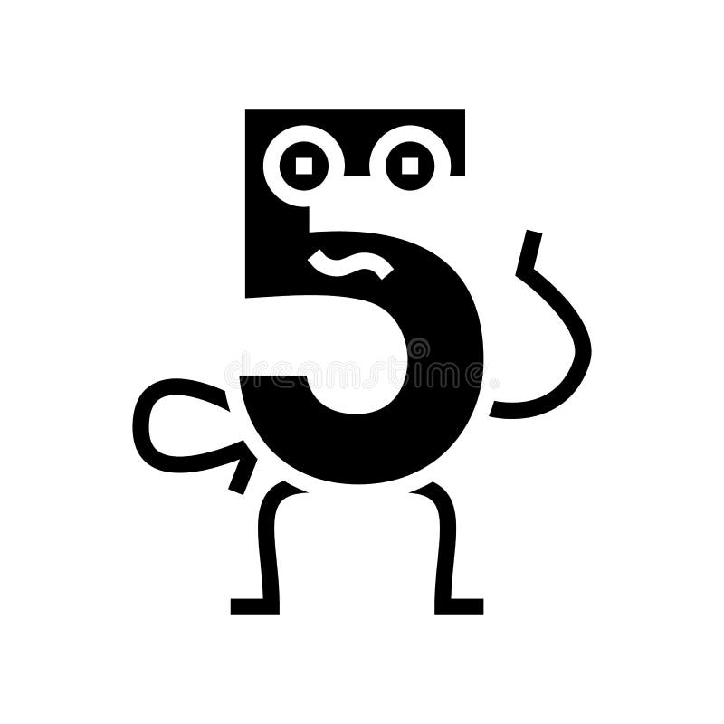 Five Number Character Glyph Icon Vector Illustration Stock Vector ...