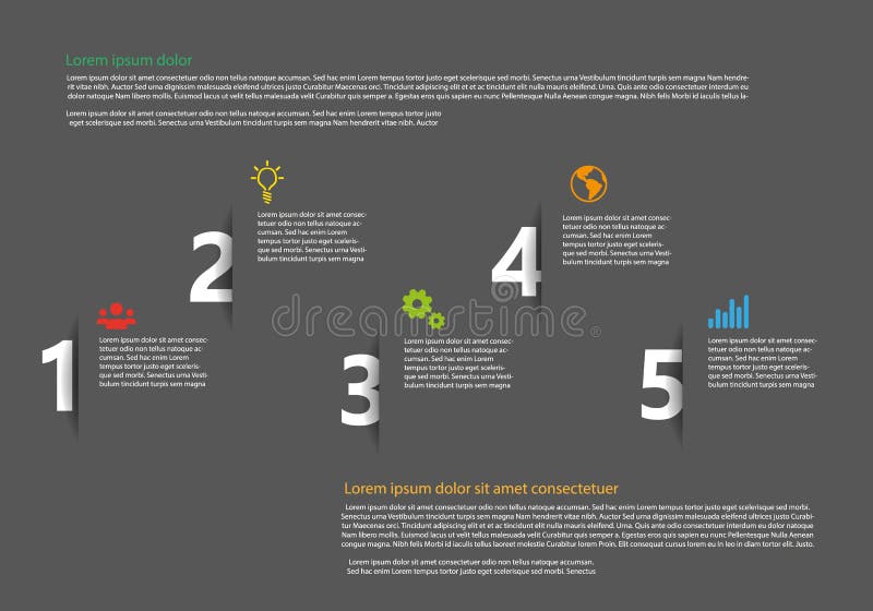 Five Number Points Paper Cut Style Template on Gray Background - Vector ...