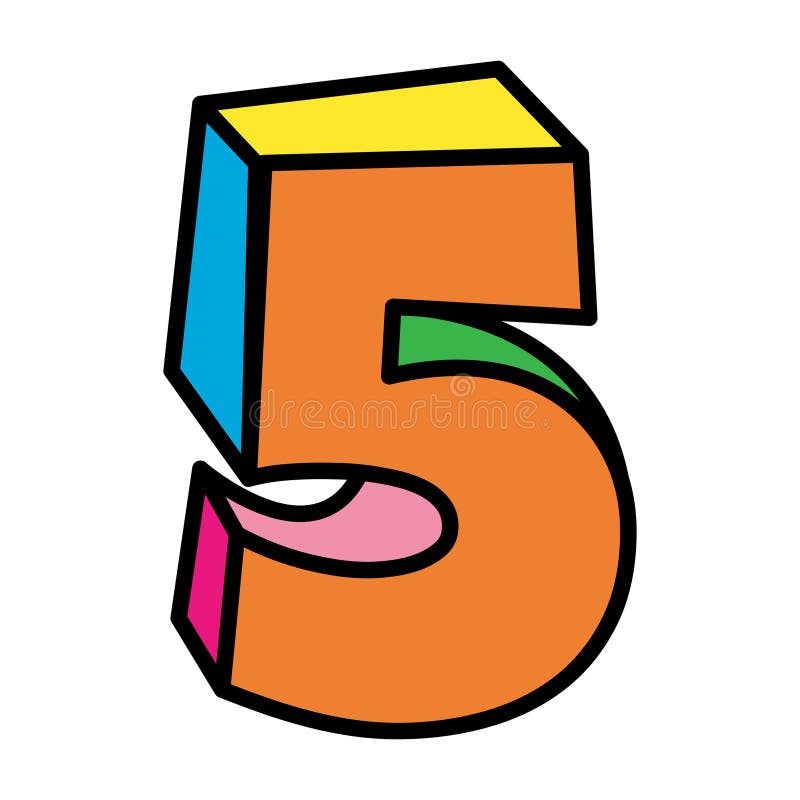 Five or Number 5 Vector Logo Colorful Playful Design Illustration Stock ...