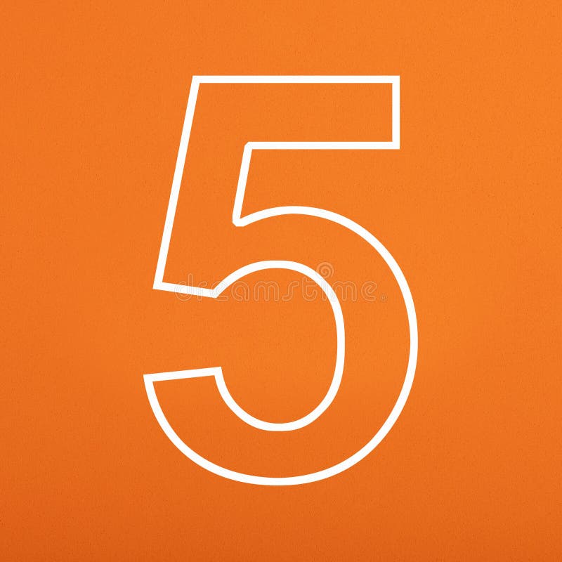 Five, Number Written in White on Orange Foamy Background Stock Photo ...