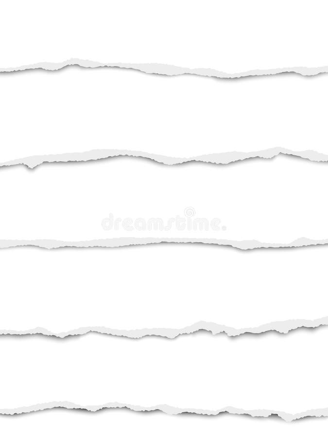 Five Oblong Torn White Paper Wisps Placed One Under Another with Soft ...
