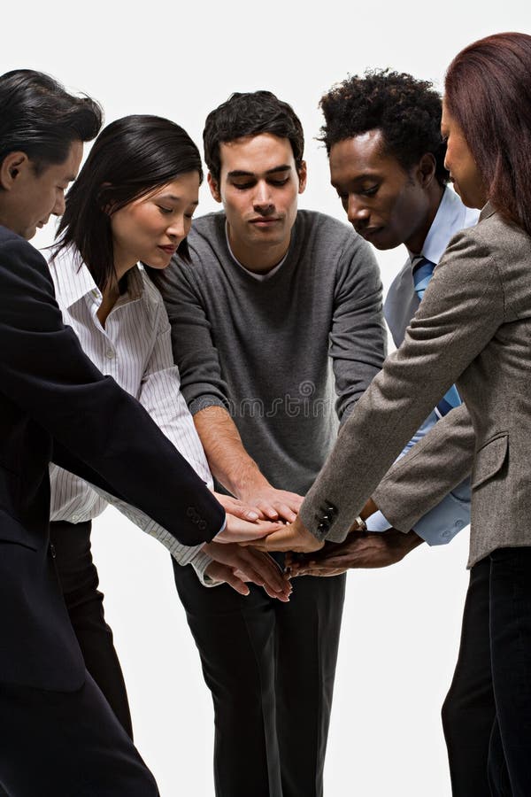 Five Office Workers Showing Unity Stock Photo - Image of caucasian ...