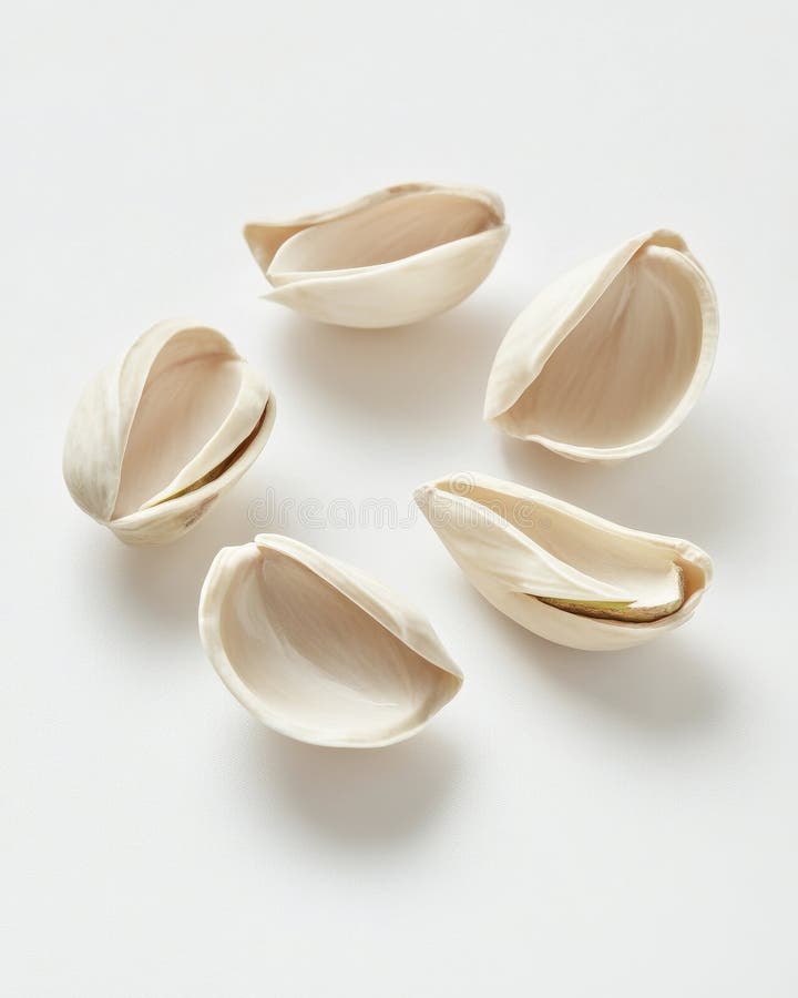 Five Opened Pistachio Shells on White Background Stock Illustration ...