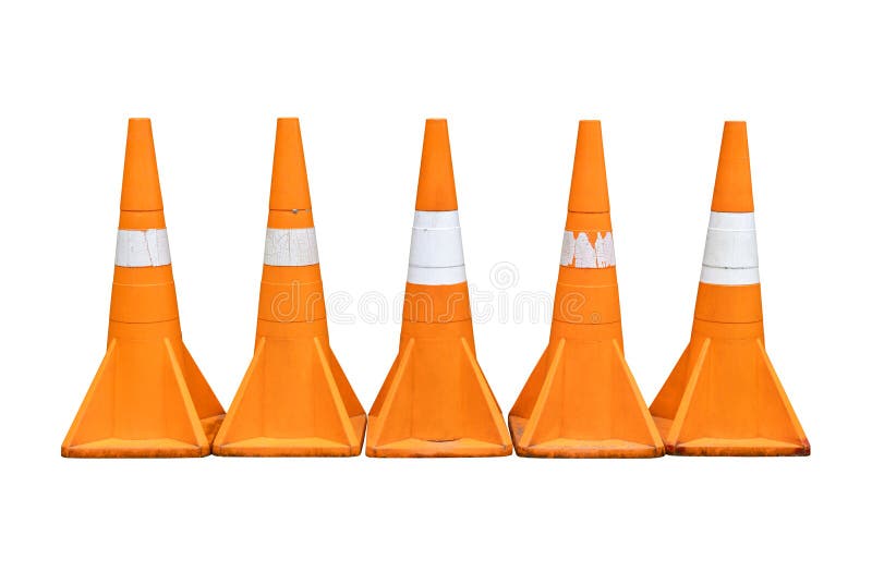 Orange Traffic Cones with White Stripes Near a Metal Chain Link Fence ...