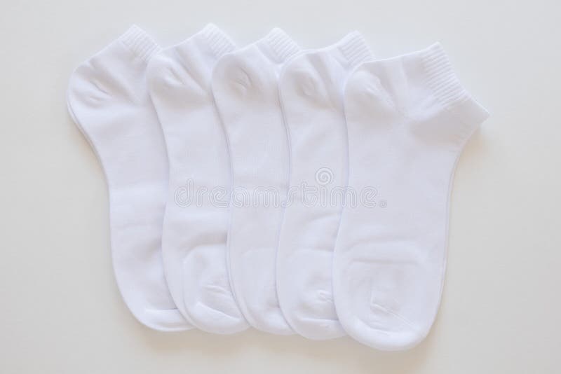 Five Pairs of Short Socks without a Model, on a White Background Stock ...