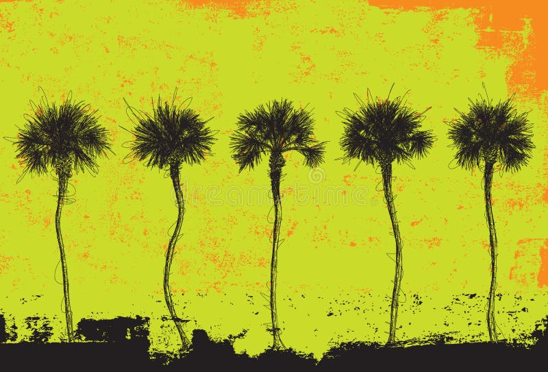 Five Palm Trees stock vector. Illustration of drawing - 51695816