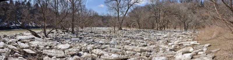Five Panel Panorama of Ice Floes Above First Weir Humber River 2015 ...