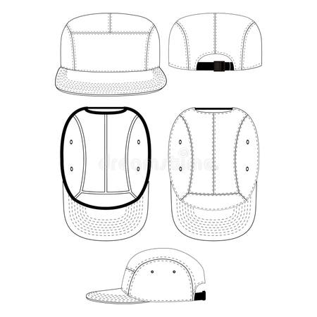 Five Panel Hat Vector Outline Template Stock Vector - Illustration of ...