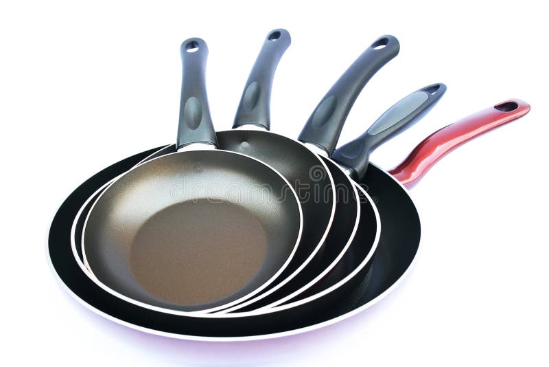 Top View of Red Cooking Pans and Pots Stock Image - Image of cookware ...