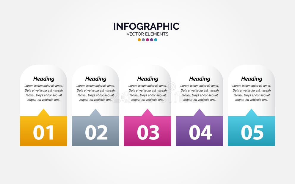 Five Paper White Overlapping Arrows Placed in Horizontal Row. Concept ...
