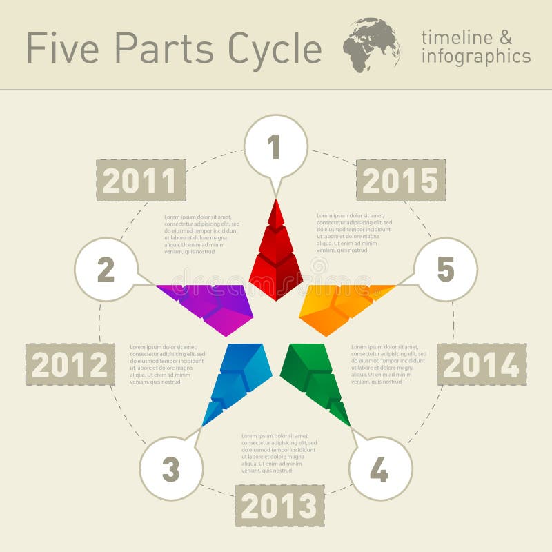 Five Parts Infographic Timeline. Vector Design Template with Tim Stock ...