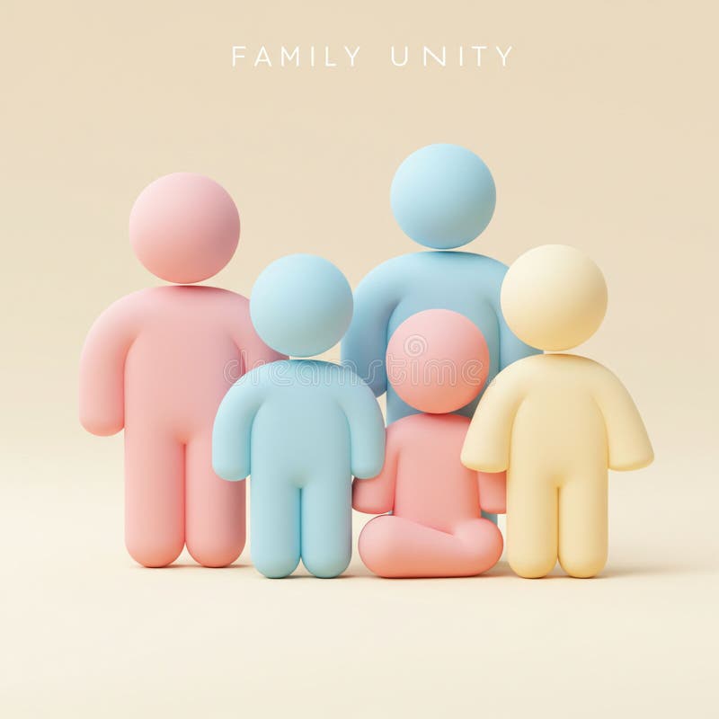 Five Pastel-colored, Abstract Human Figures in a Group, Representing a ...