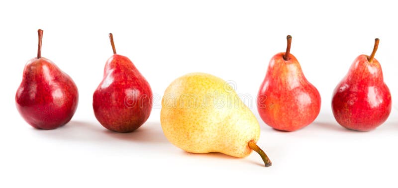 Five pears on white stock image. Image of organic, diet - 32717907
