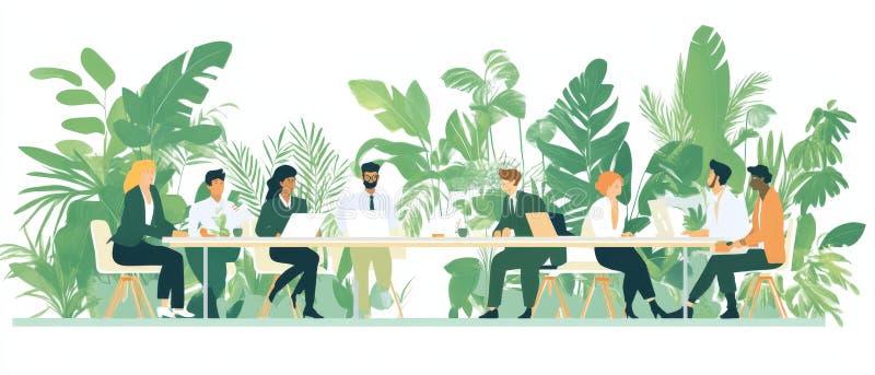 Five People are Around a Large Table Discussing Important Issues Stock ...