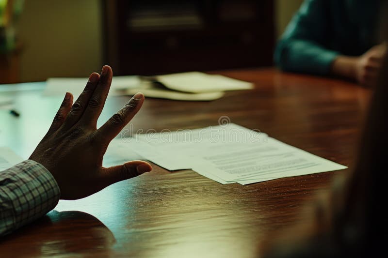 Five People are Around a Large Table Discussing Important Issues Stock ...