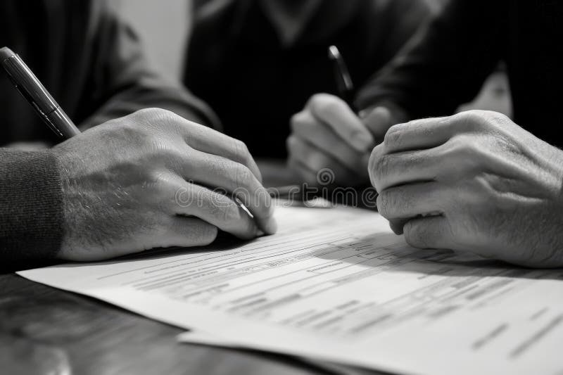 Five People are Around a Large Table Discussing Important Issues Stock ...