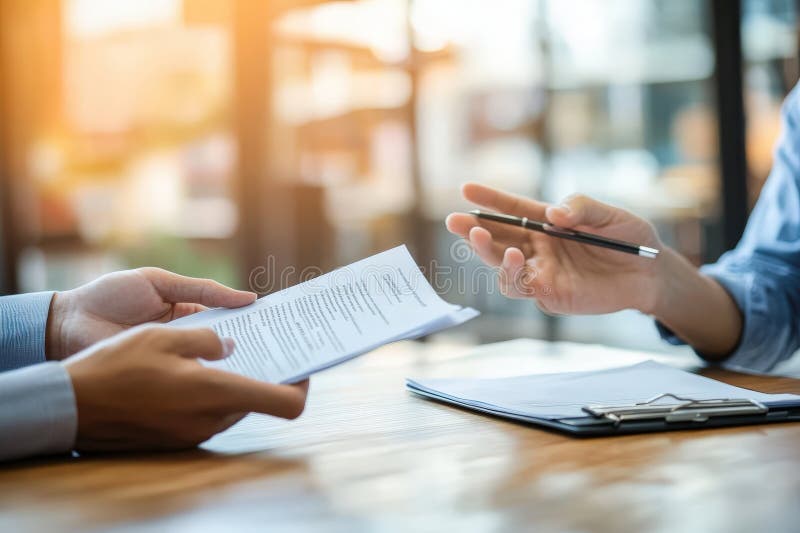 Five People are Around a Large Table Discussing Important Issues Stock ...