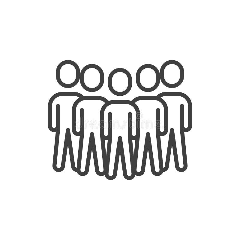 Group Of People Line Icon, Filled Outline Vector Sign, Linear Colorful ...