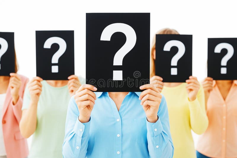 Five People, Dressed in Various Colors, are Holding Black Signs with ...