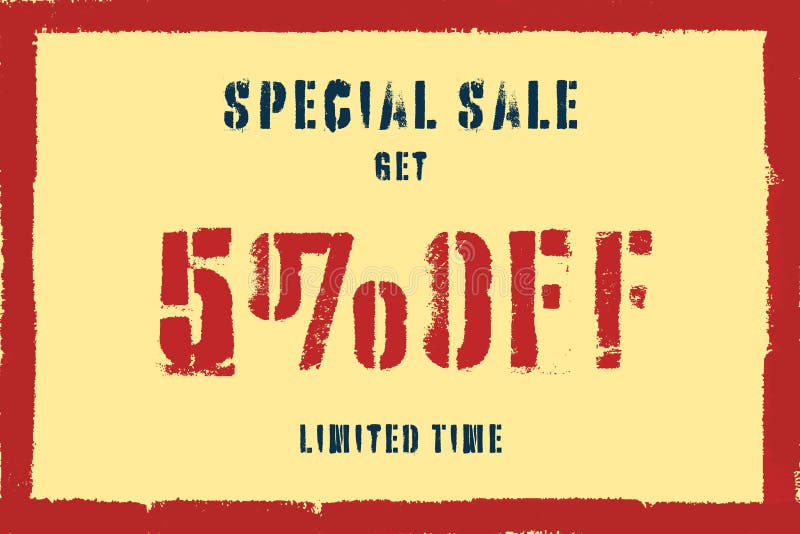 5 Five Percent Sale Frame Vector Grunge. Retro Shopping Stock Vector ...