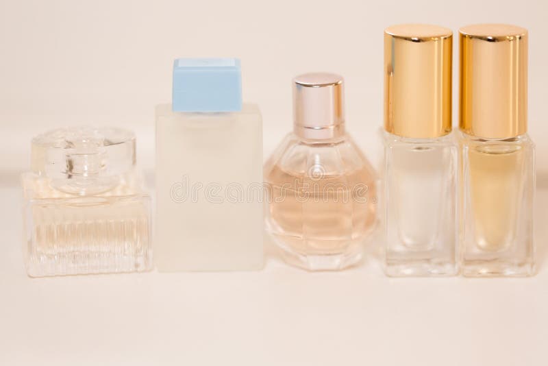 Five perfume bottles stock image. Image of flowers, crafts - 1448641