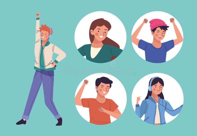 Five persons dancing stock vector. Illustration of five - 221867921