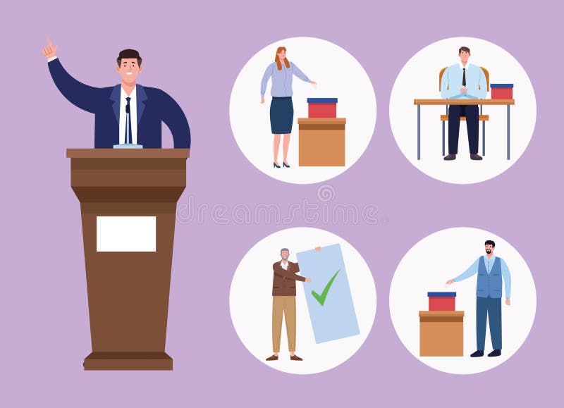 Five persons election day stock vector. Illustration of candidate ...
