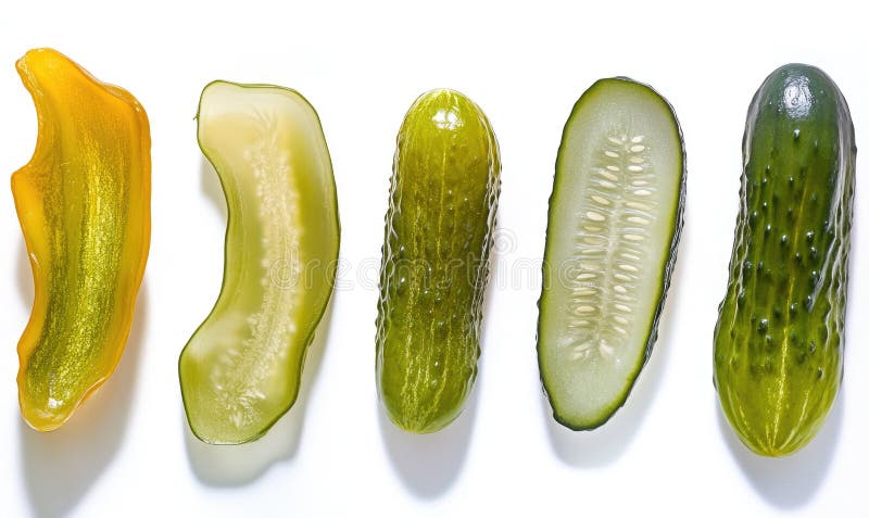 Five Pickles are Shown in a Row Stock Image - Image of eating, white ...