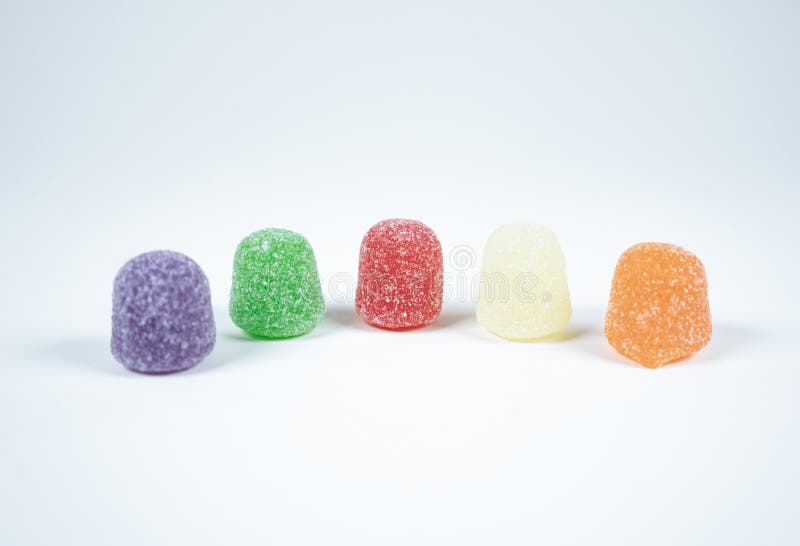 Five Pieces of Colorful Gum Drops Candy on a White Background Stock ...