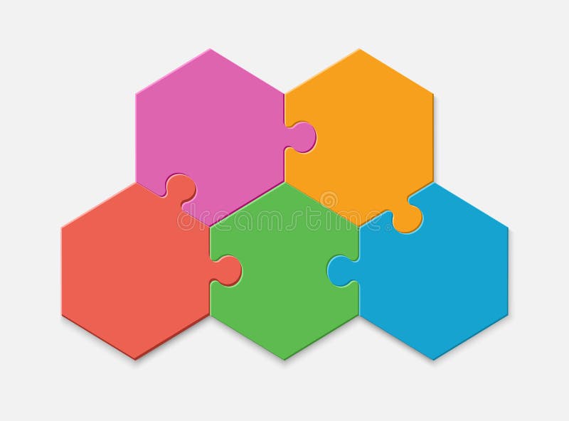 Hexagonal puzzles 3 stock vector. Illustration of graph - 215114112