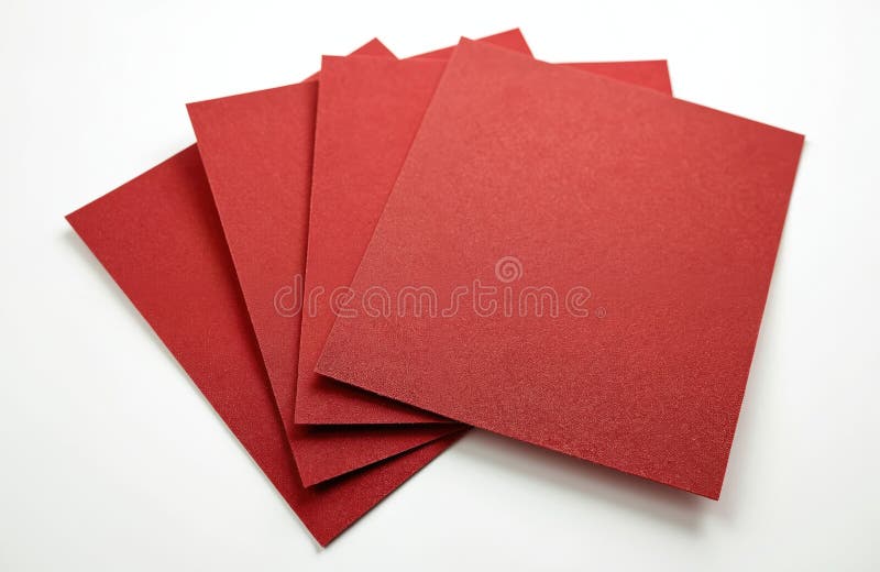 Five Pieces of Red Sandpaper for Sanding on Transparent Background ...