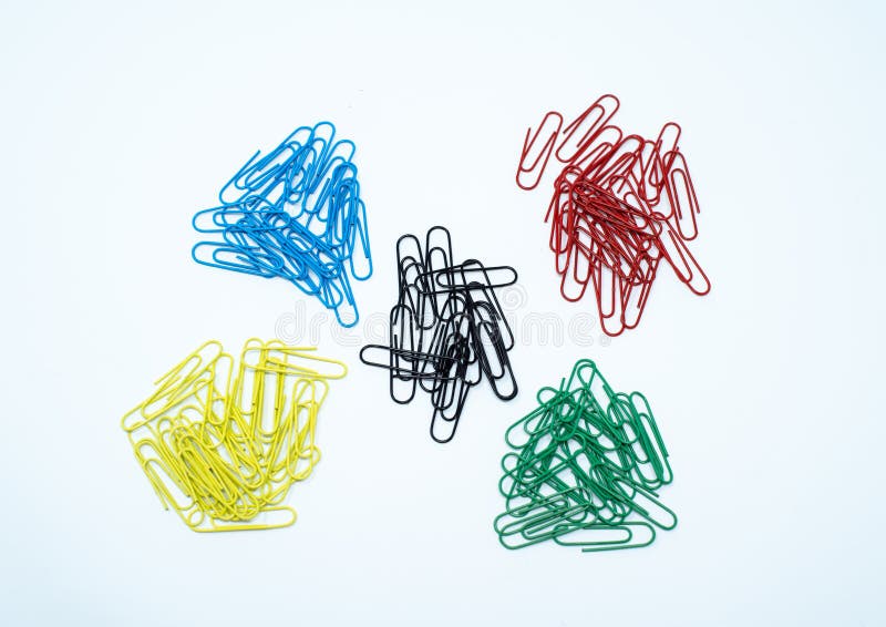 Five Piles of Coloured Paper Clips Stock Illustration - Illustration of ...